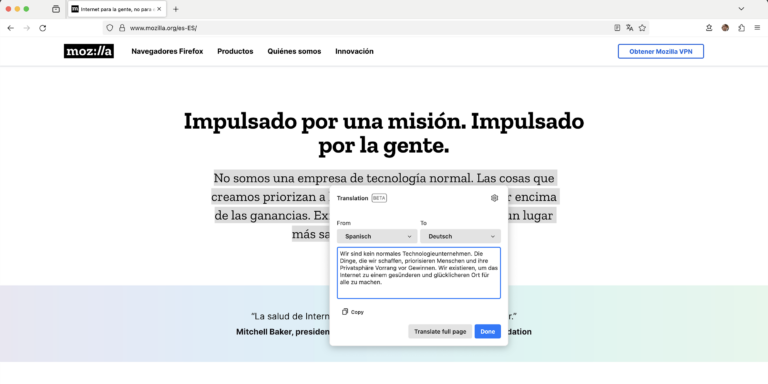 Firefox 126 kann markierten Text übersetzen Firefox 126 kann markierten Text übersetzen